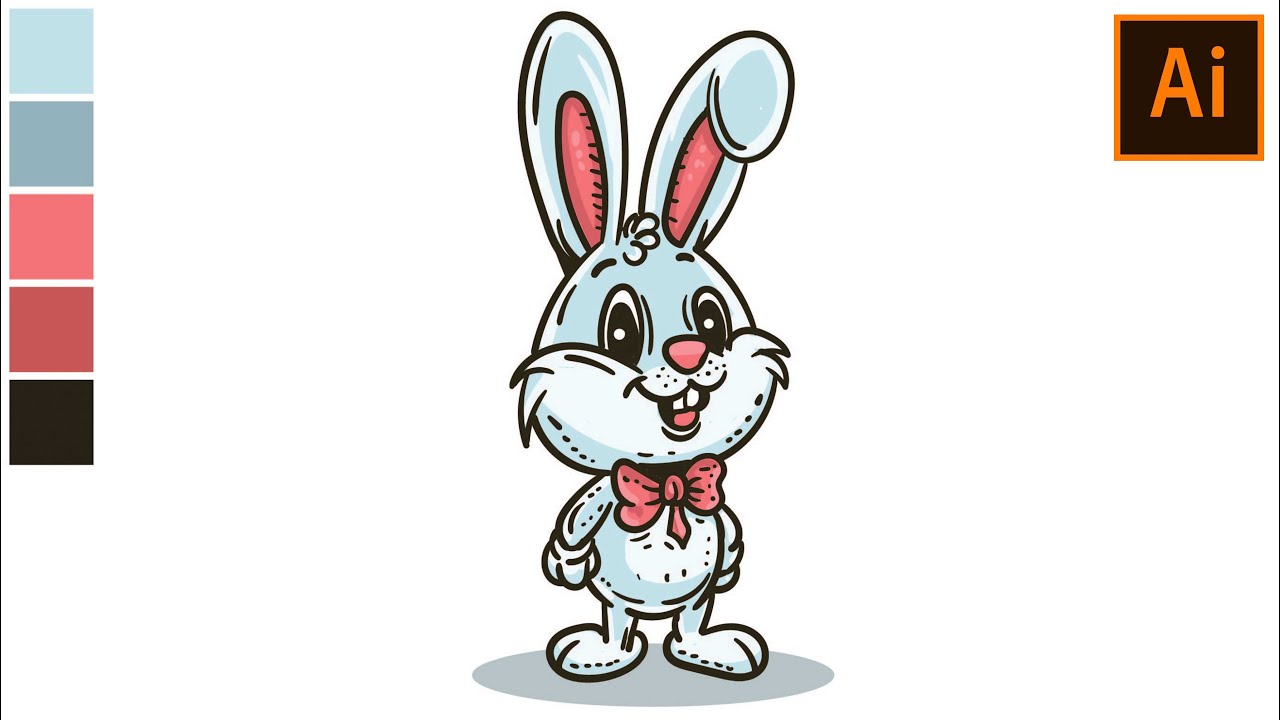 Cartoon Rabbit Drawing | Easy illustrator Steps - YouTube