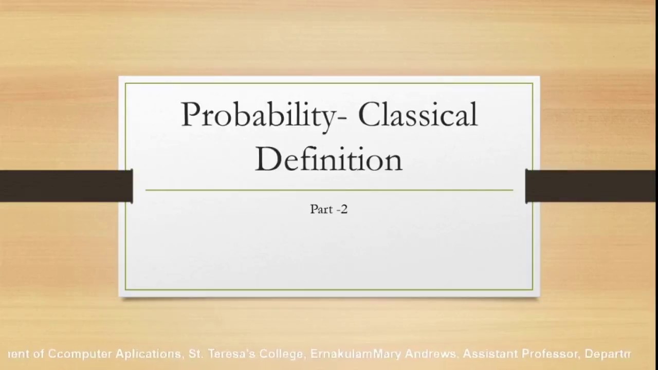 Probability-Part 2 (Classical Definition) - YouTube