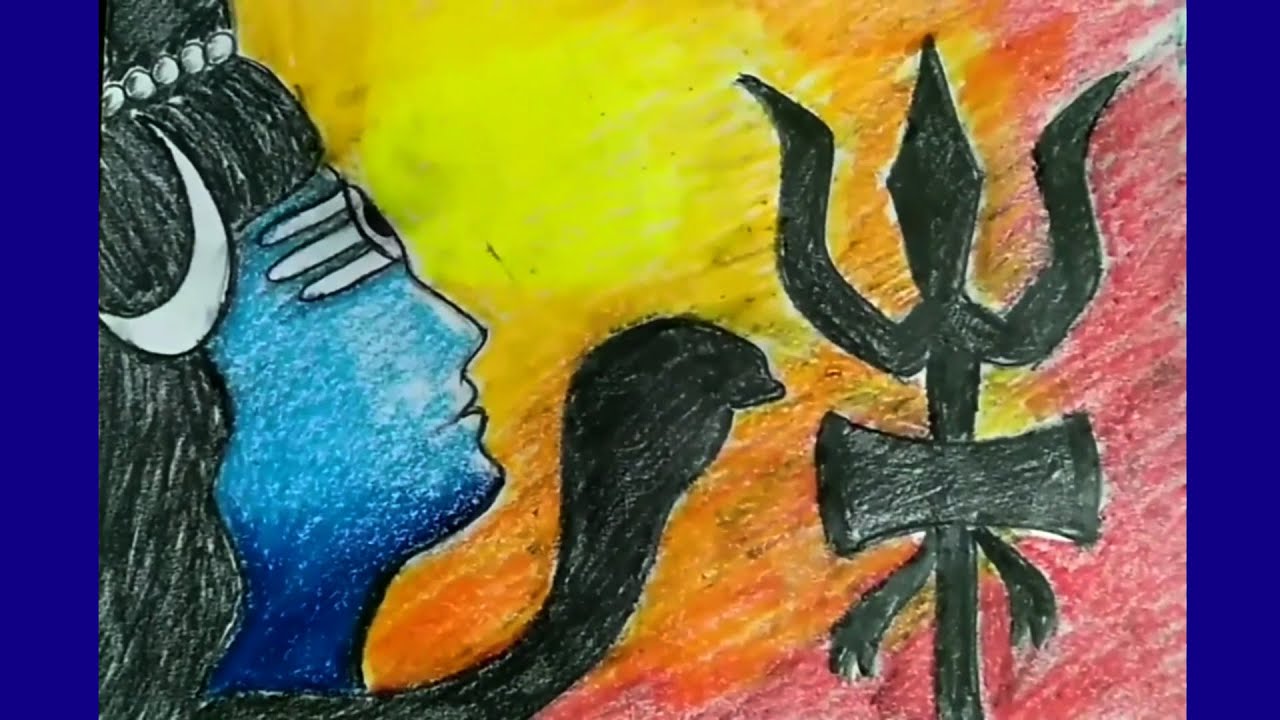 Lord Shiva drawing easy | Mahadev Side Face with Trishul drawing | Lord ...