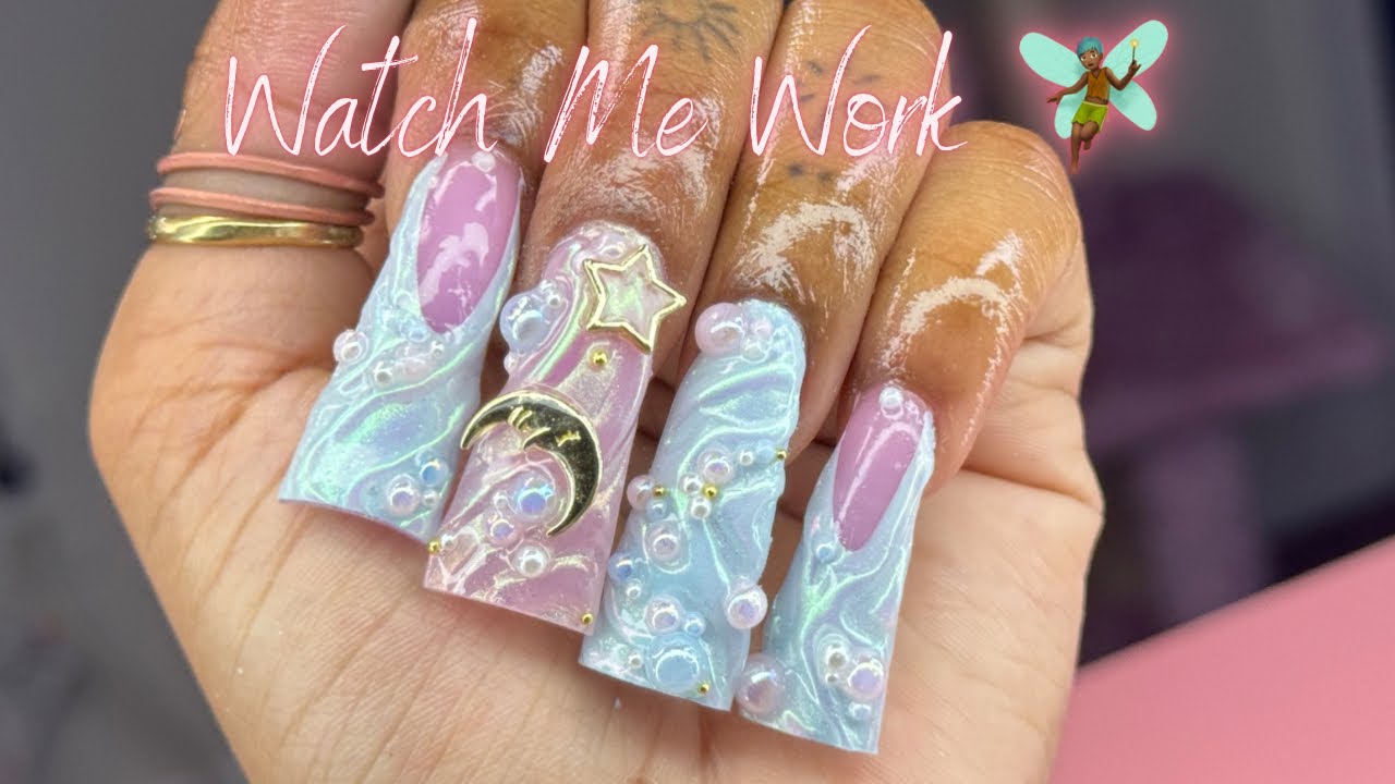 XL Polygel Duck Nails | Chrome Nail Art | Hybrid Gel Nails - YouTube