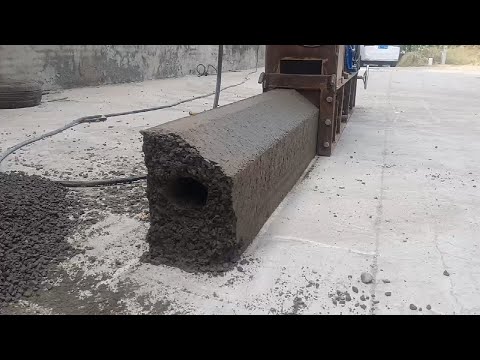Concrete road kerb extrusion machine - YouTube