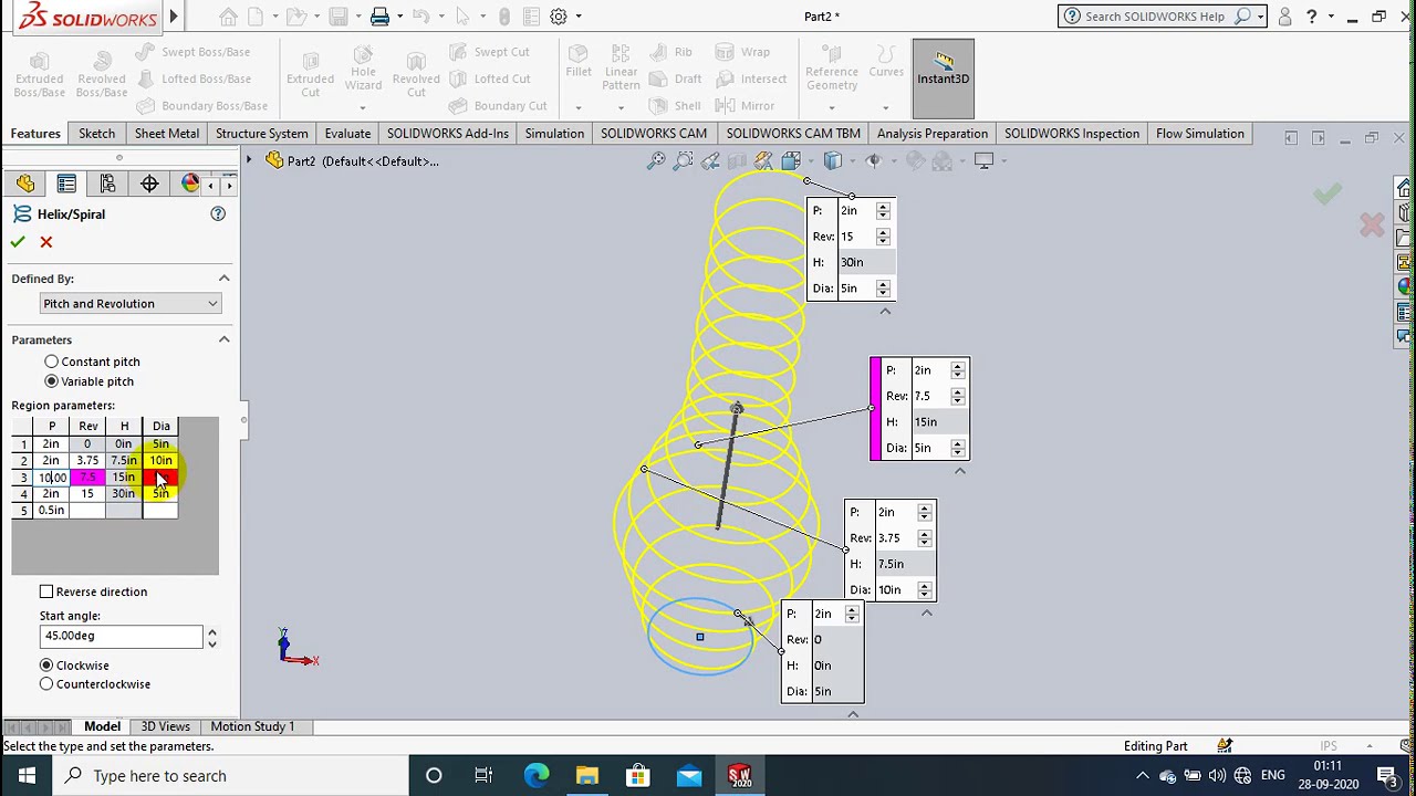 HOW TO CREATE SPRING | VARIABLE PITCH & DIAMETER | SOLIDWORKS 2020 ...