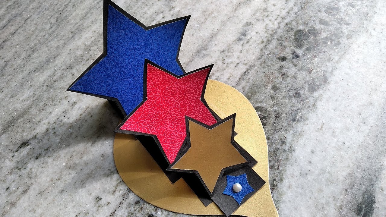 Triple star shaped card for photos and scrapbook pages - YouTube