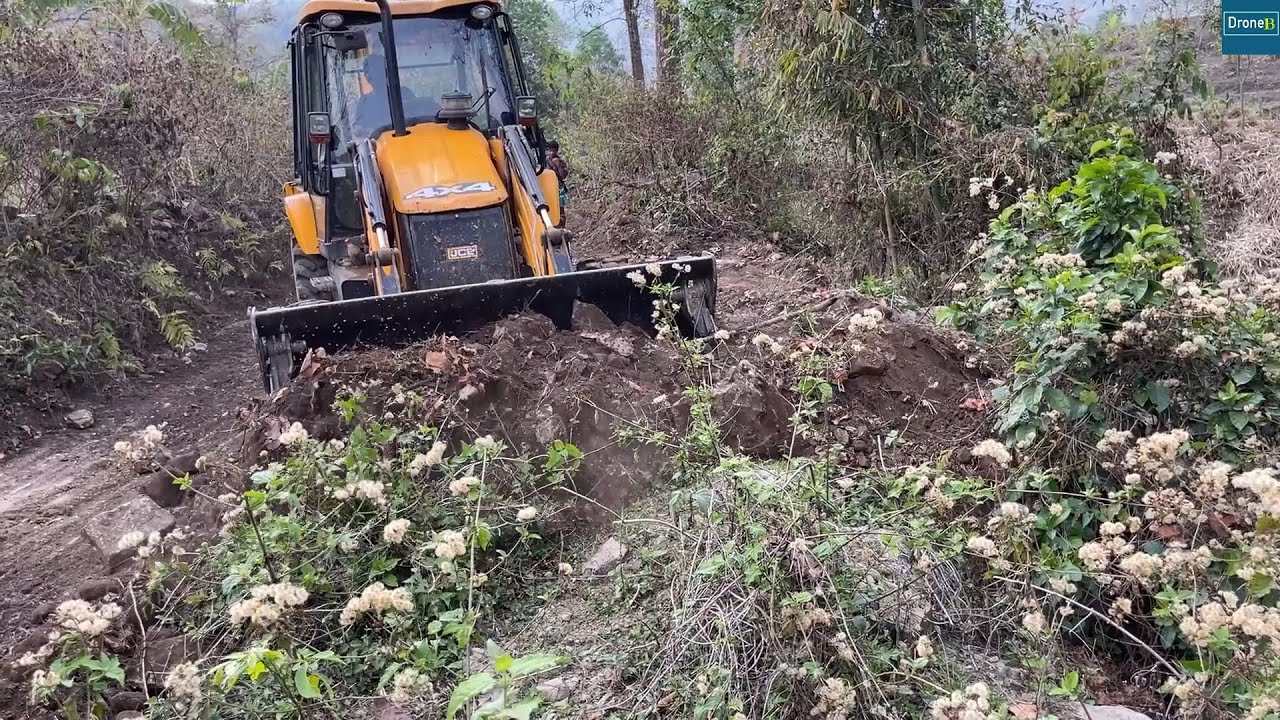 Difficult Cleaning Mountain Road with Boulders-JCB Backhoe Loader - YouTube