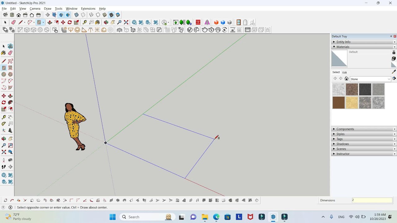 How to create rectangle with sketch up tutorial | Vray | 3d modeling ...
