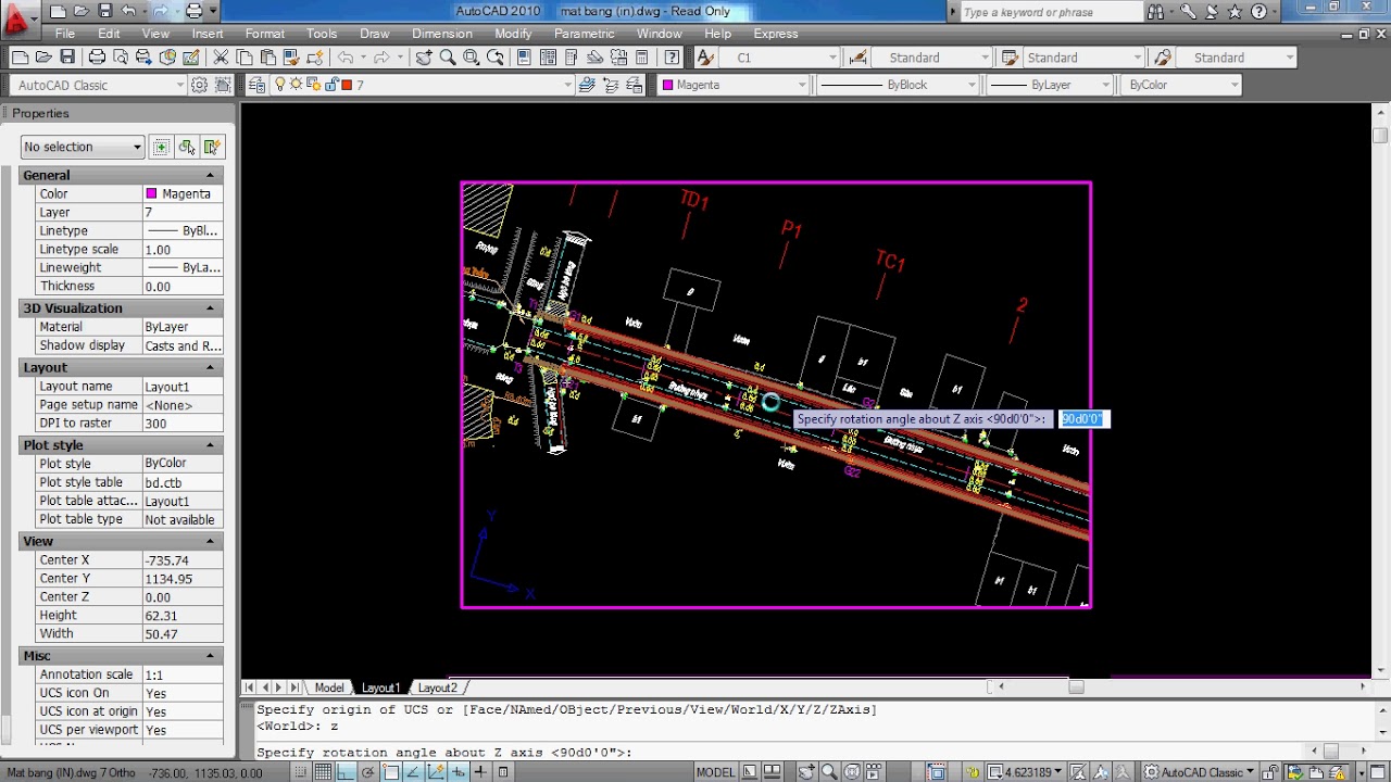 Autocad Cực hay - Các xoay bình đồ, bản vẽ bằng lệnh UCS trong khung MV ...