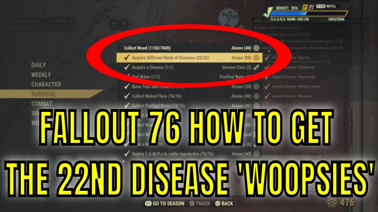 FALLOUT 76 HOW TO GET THE 22ND DISEASE WOOPSIES IN FO76 - YouTube