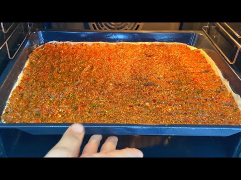 TEPSİ LAHMACUNU AZICIK KIYMA İLE 2 TEPSİ LAHMACUN 💯PRATİK AZ MALZEMELİ VE OLDUKÇA LEZZETLİ 😋