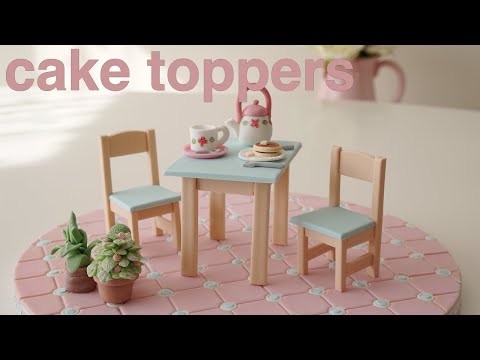 Fondant Table and Chair Cake Toppers | Miniature Furniture | Dollhouse Furniture