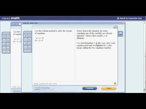 Solving A System Of 2 Equations With Echelon Method On InterActMath ...