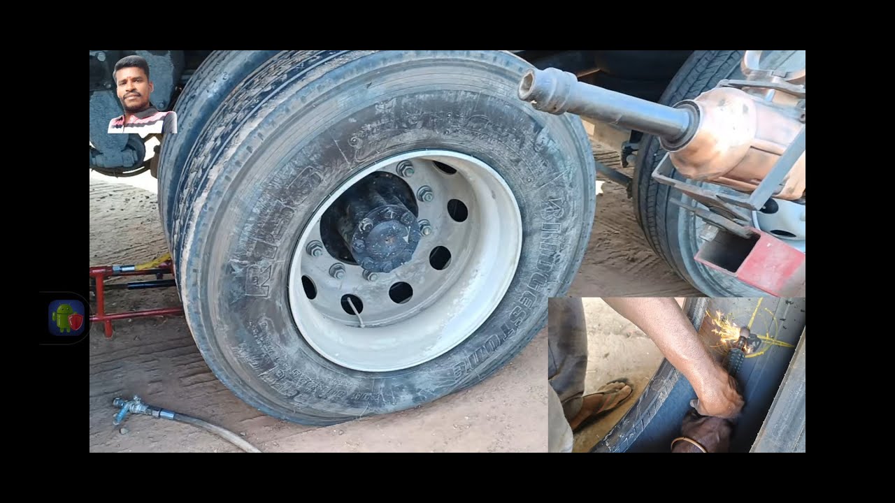 Truck ( 22 .5 ) Tubeless tyre Puncture Repair // Easy Method Mushroom ...