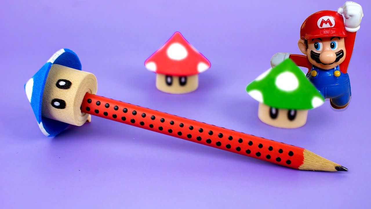 🍄How to make a Super Mario Mushroom with foam sheet 🍄 Pencil Tip-Lid ...