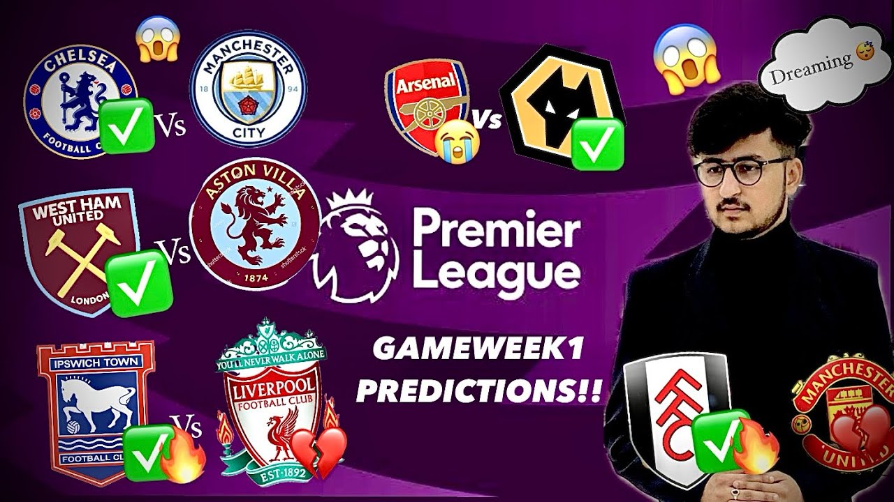 PREMIER LEAGUE GAME-WEEK 1 PREDICTIONS!! - YouTube