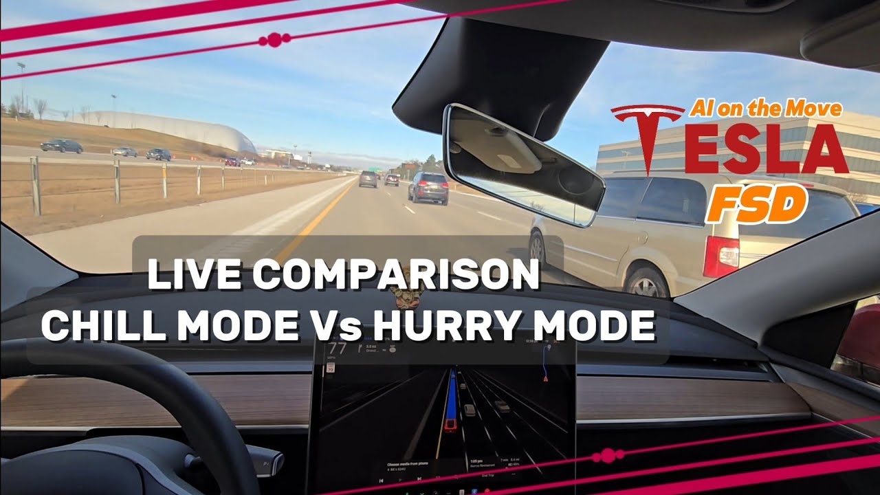 Chill vs Hurry modes-Real Differences-Tesla FSD 13.2.2 on Local Road ...