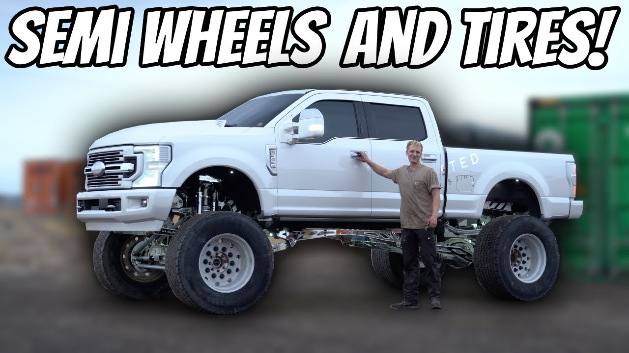 Putting Semi Wheels and Tires on my Sema Truck! - YouTube