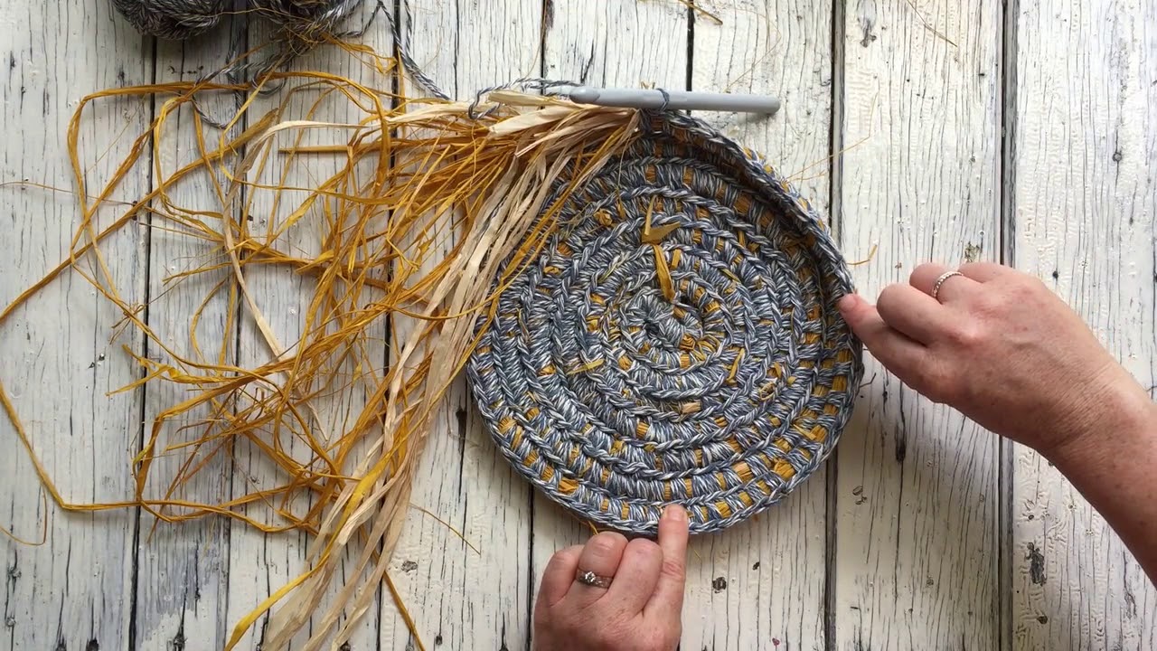 Crochet Raffia Basket Video 2 by Petalplum ~ Ellie Beck - YouTube