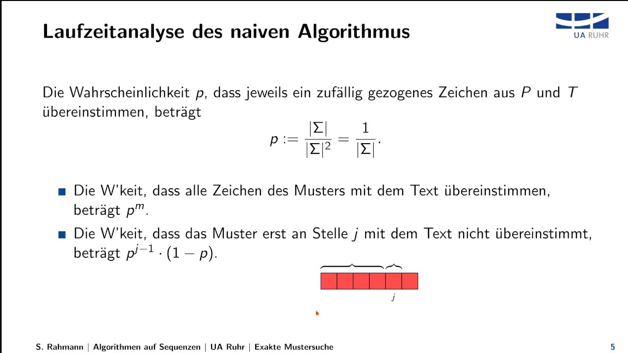 Algorithmen auf Sequenzen Teil 02: Naiver Algorithmus für die exakte Mustersuche - YouTube