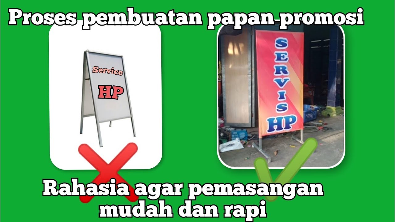 Membuat papan promosi / stand banner || ini tehnik rahasianya tukang ...