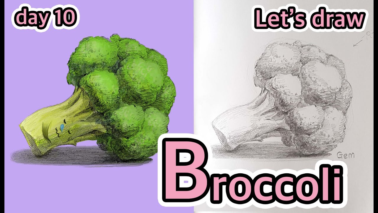 Let's draw broccoli./2B/pencil drawing/photoshop/브로콜리/연필드로잉잘하기 - YouTube
