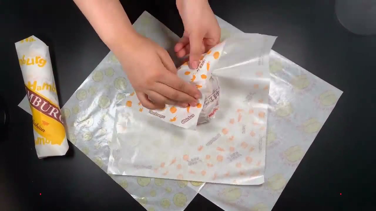 Hamburger sandwich wax packaging food grade wrapping paper - YouTube