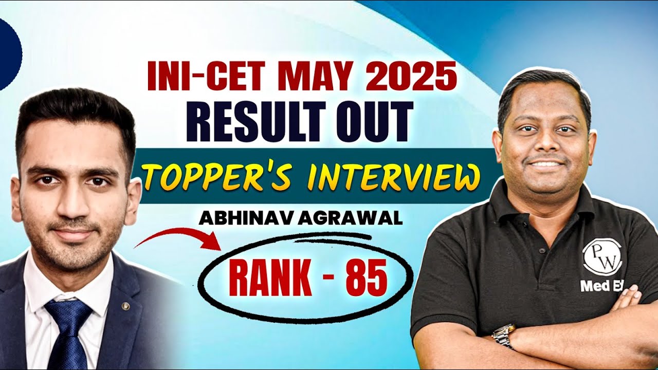 INI CET May 2025 Result : Abhinav Agrawal | Rank - 85 | Topper ...