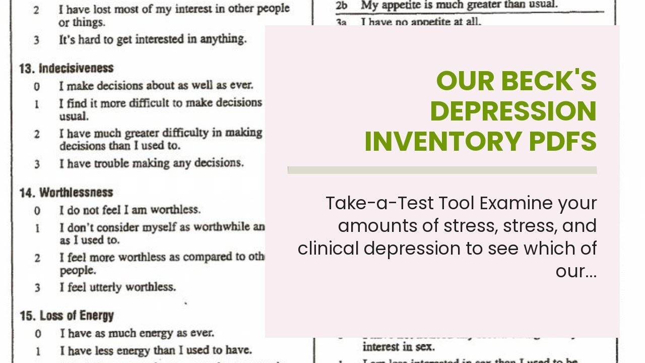 Our Beck's Depression Inventory PDFs - YouTube