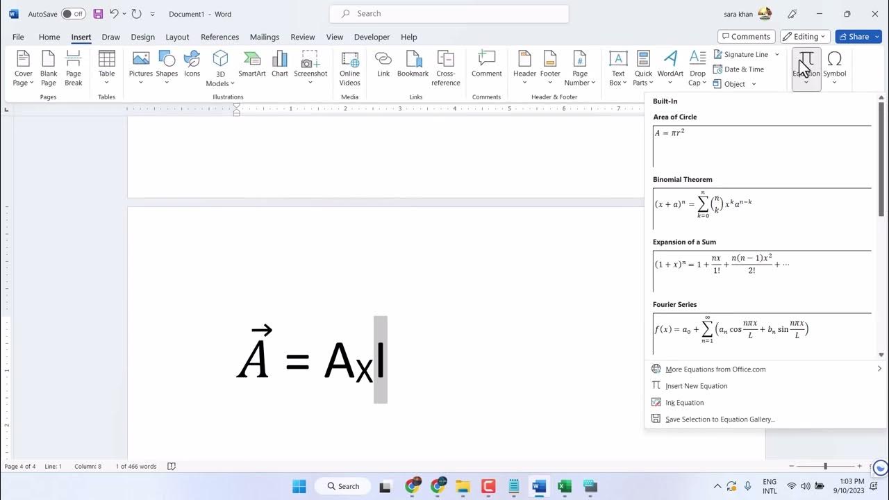 How To Type Vector Arrow, Hat, Unit Vector in Word - YouTube