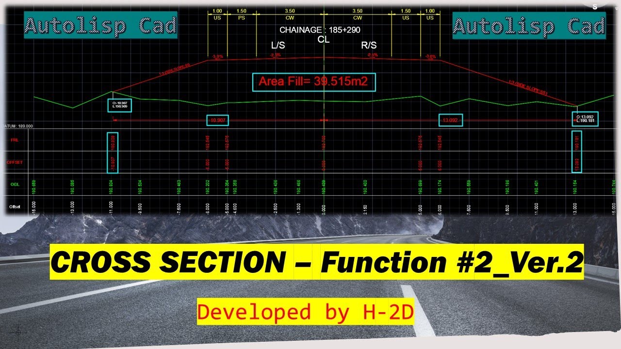 CROSS SECTION - Function #2 Ver.2 (Updated offset & elev. in table and ...