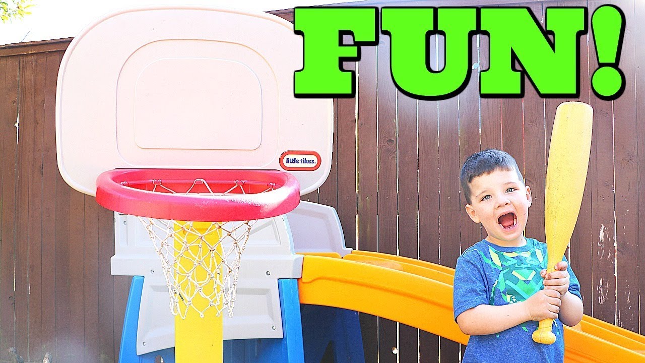 Caleb Pretend Playing Outside with Outdoor Toys! Backyard Fun For Kids ...