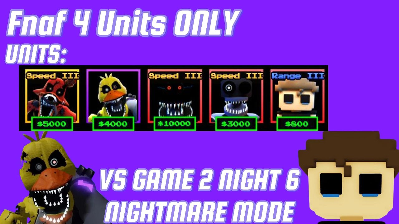 Fnaf 4 UNITS ONLY! FiveNights TD - YouTube