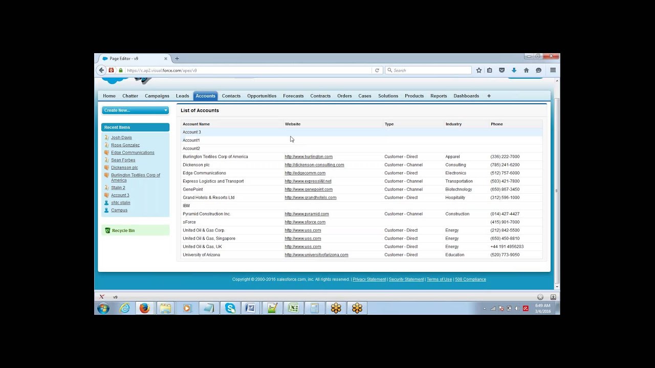 Working with Standard List Controllers in Visualforce - YouTube
