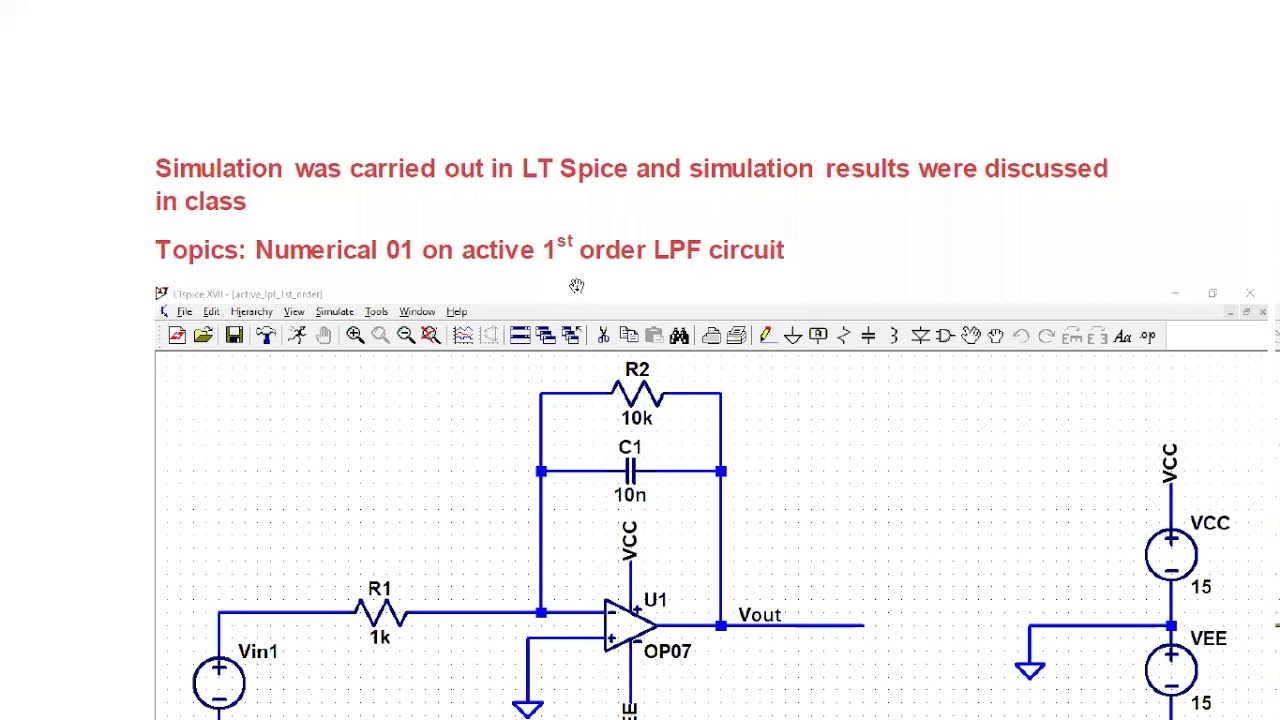 Active 1st order Low pass filter using Opamp - YouTube