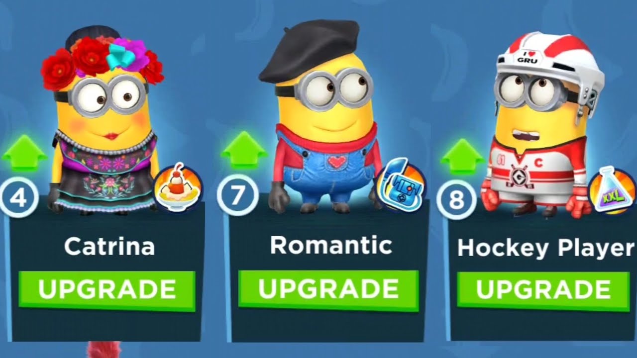 Minion Rush All Costumes Upgrade Catrina Romantic Hockey Player Levels ...