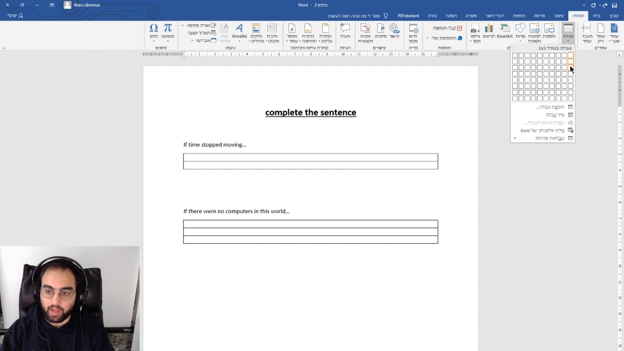 Adding answer____ lines a word document quickly. - YouTube