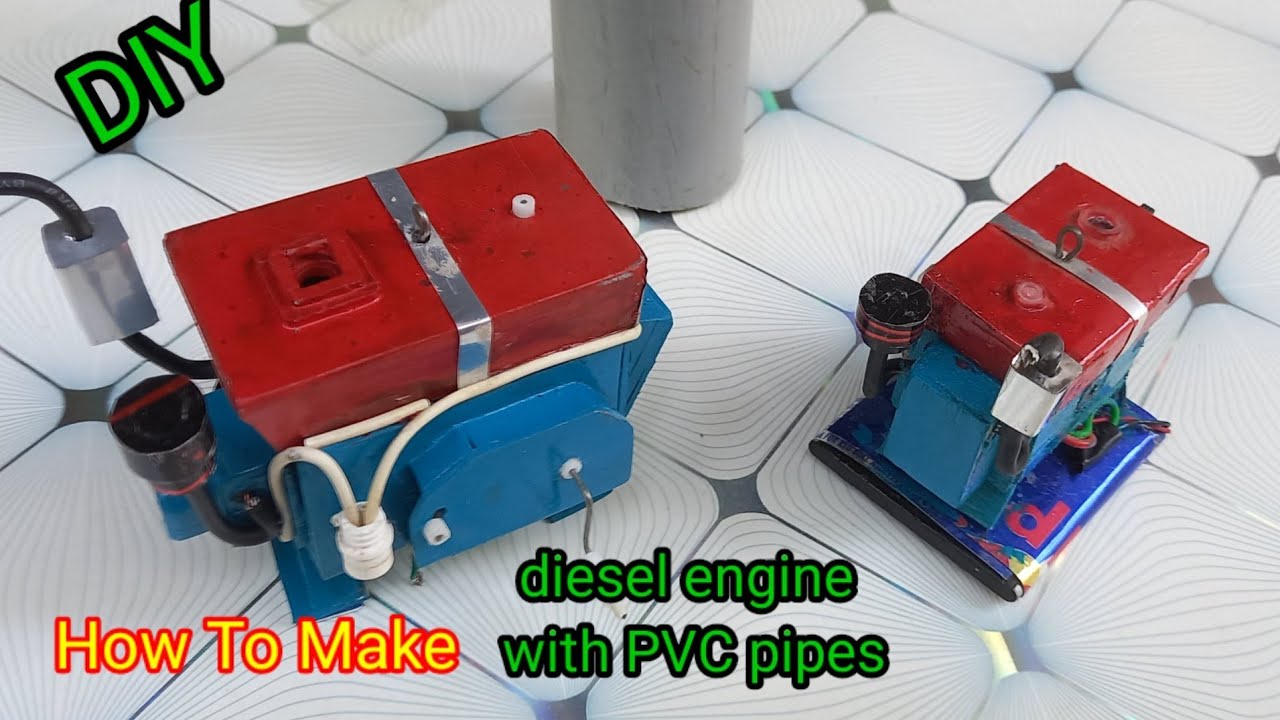 See how to make mini diesel engine at home!with PVC pipe!ডিজেল মেশিন ...