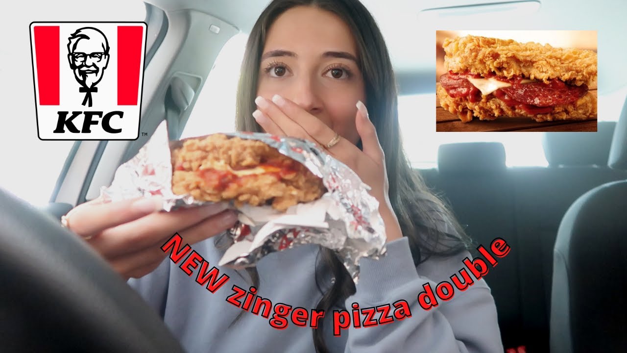 TRYING THE NEW KFC ZINGER PIZZA DOUBLE | mukbang/eat with me - YouTube