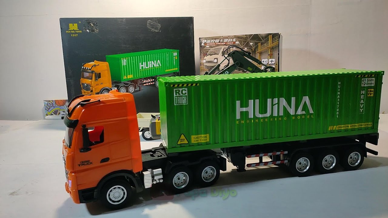 REVIEW MAINAN RC HUINA TRUCK CONTAINER TRAILER 1317⁉️buat RC HUINA 1317 ...