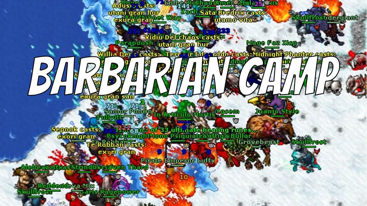 Tibia War - Helera - Svargrond - Barbarian Camp - Old Fight - YouTube
