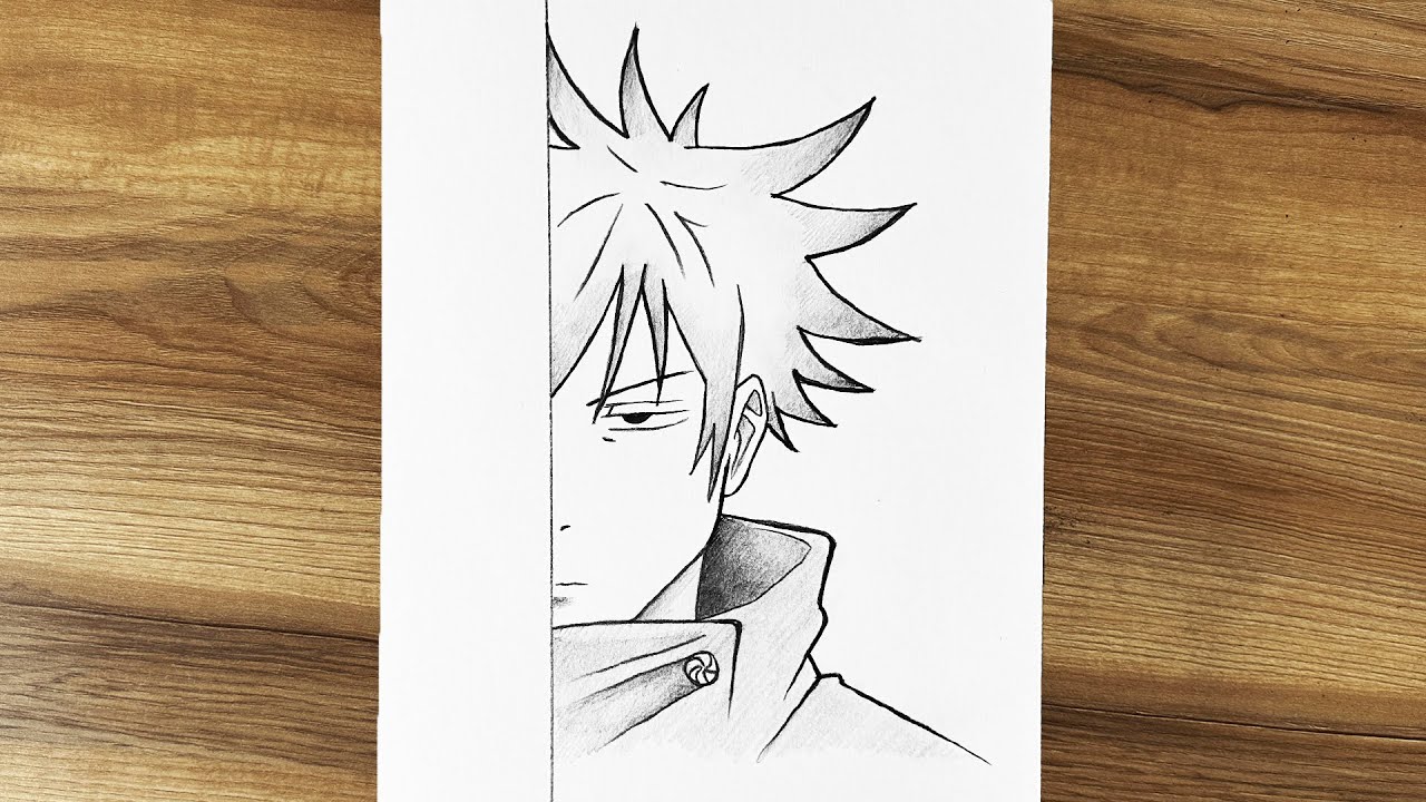 How to draw Megumi Fushiguro half face || Megumi from Jujutsu Kaisen ...
