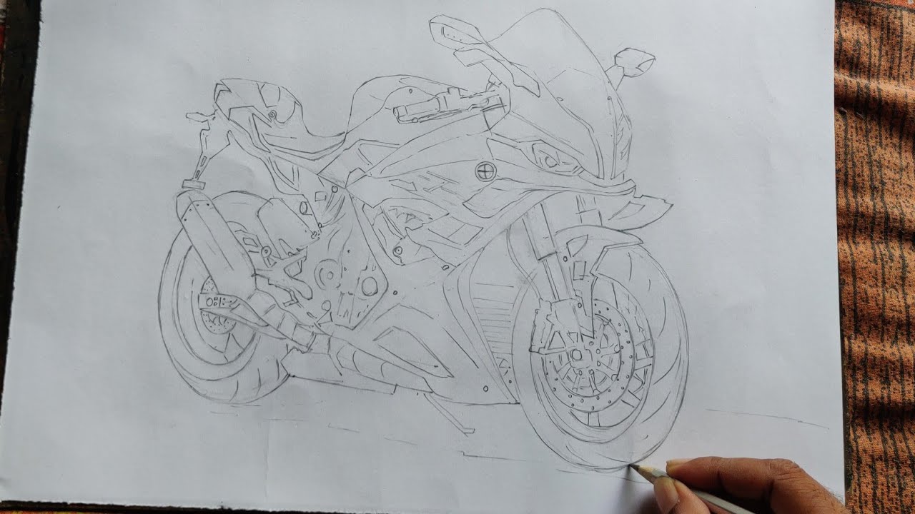 BMW S1000R drawing step by step| Outline - YouTube