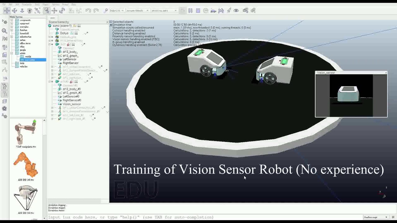 V-REP Sumo Robot With Proximity Sensor (Lidar) and Vision Sensor (UIUC ...