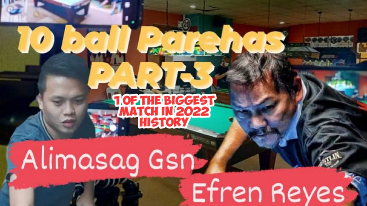 (P1) Efren " Bata " Reyes 🆚 Alimasag Gensan || Parehas 10 balls race 23 ...