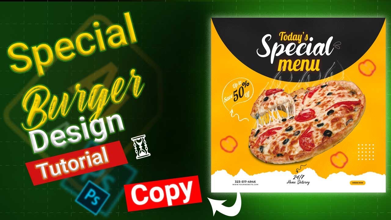 Delicious Burger Social Media Post Design in Photoshop CC II Food Post ...