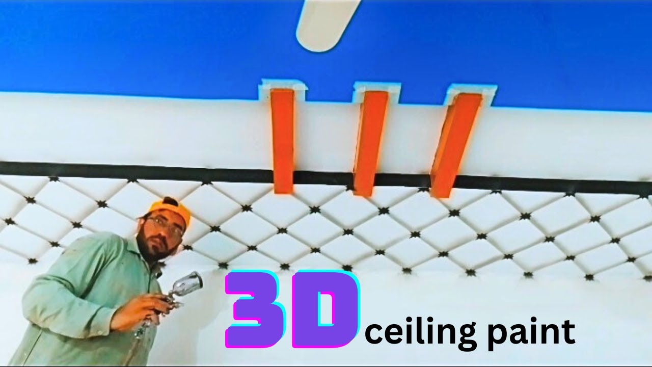 3d ceiling art||3d ceiling paint design easy||3d spray painting - YouTube
