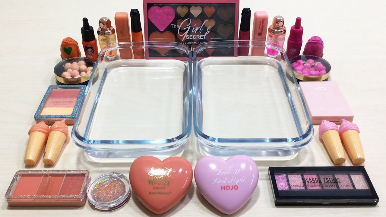 Pink Vs Orange - Mixing Makeup Eyeshadow Into Slime Special Series 180 ...