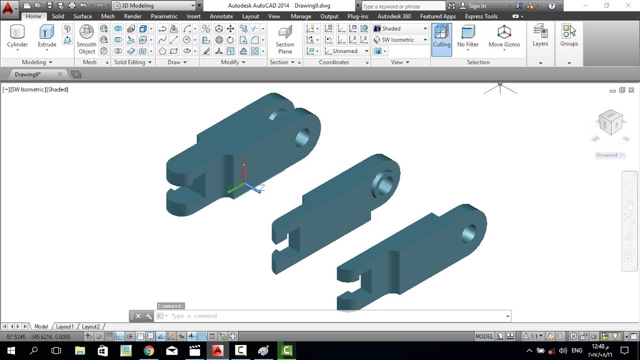 3D drawing using Autocad 2014 |make Isometric drawing from 2 views for ...