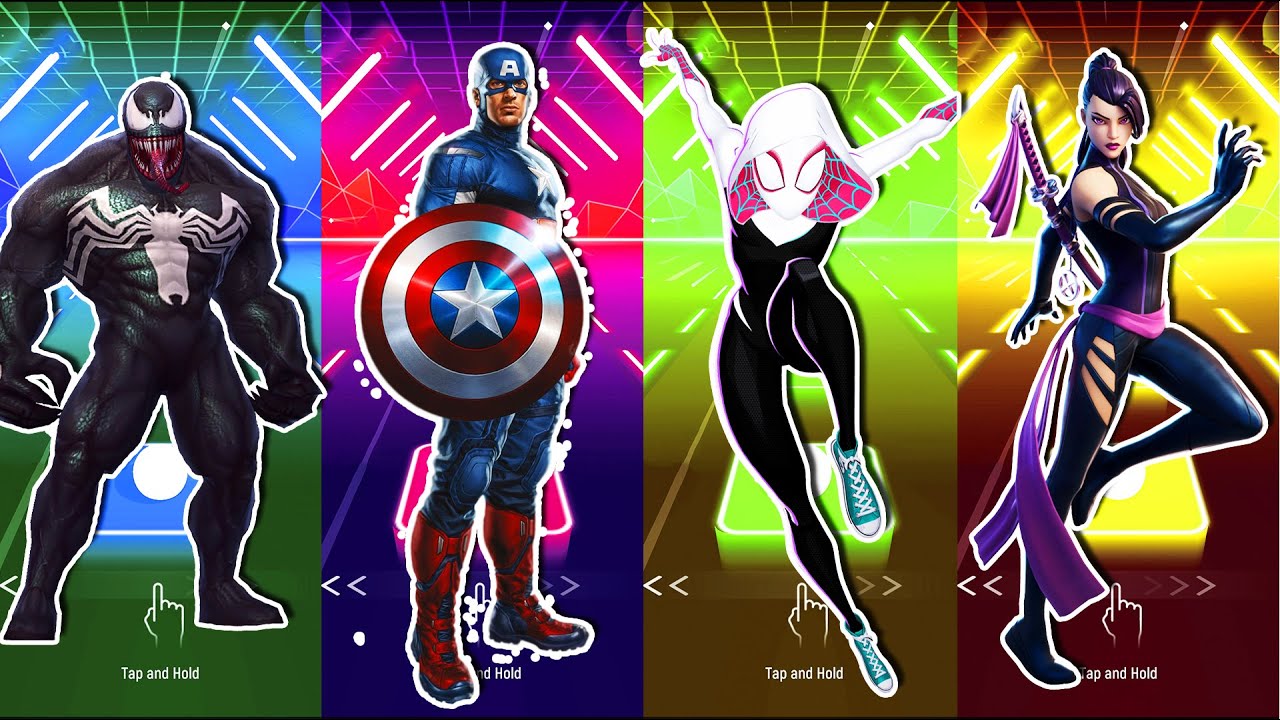 SUPER HEROES 🆚 Venom 🆚 Captain America 🆚 Spider-Gwen 🆚 Psylocke | Tiles ...