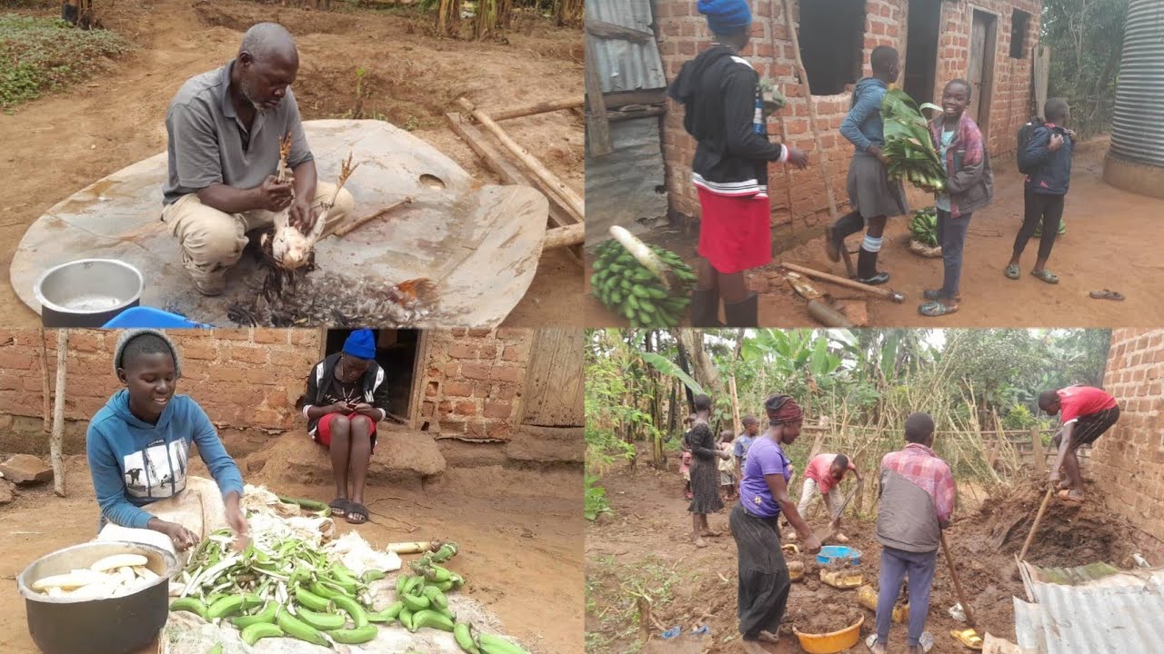 Behind the Scenes Of an African Village Homestead ||| Yard Grass Mowing ...