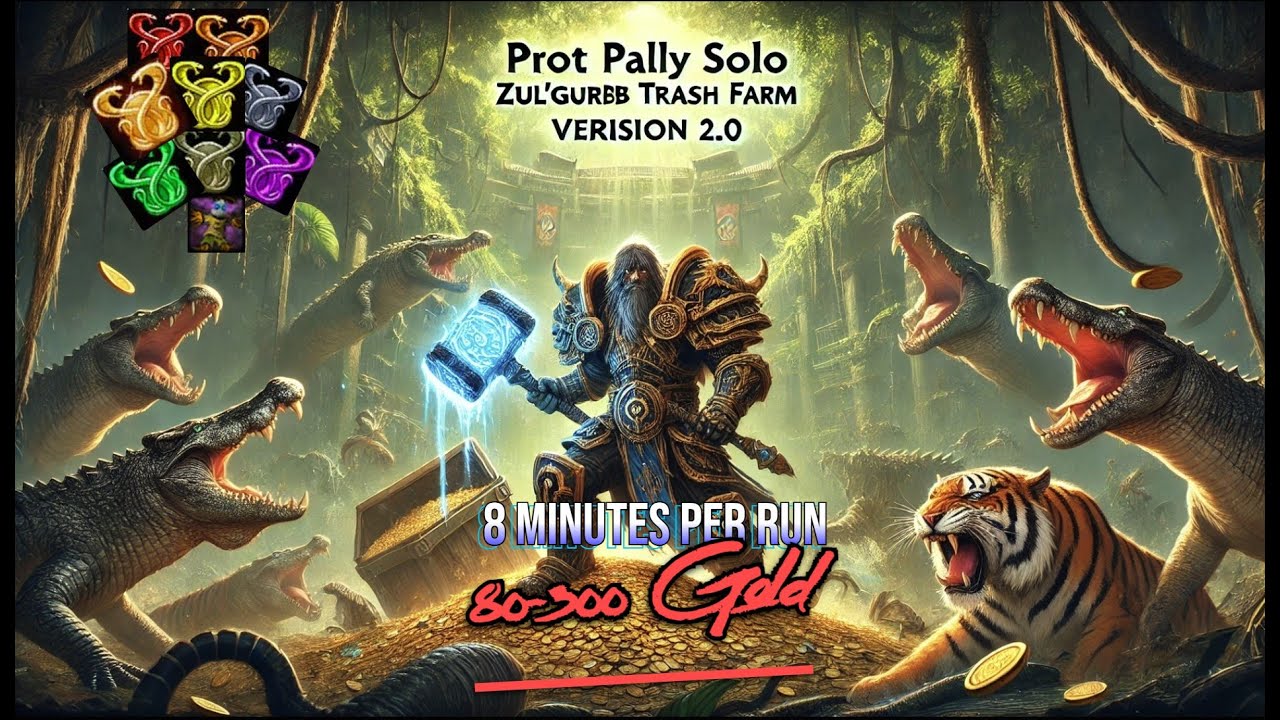 Prot Pally Solo Zul'Gurub Trash Gold Farm Version 2.0 - SOD - YouTube