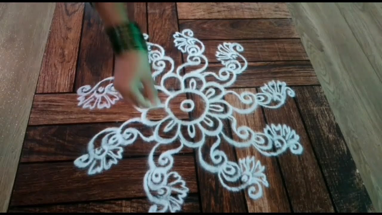 Beautiful Flower Rangoli Design without colour Simple, Easy and Quick ...